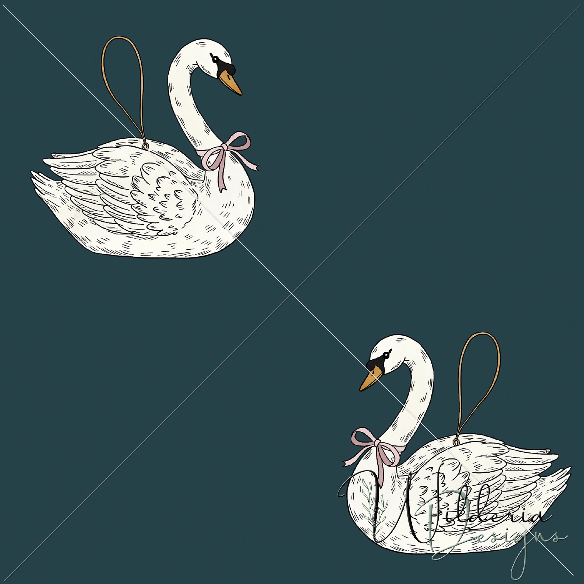 “Vintage Christmas" Swan Ornaments | Midnight Blue – Wilderia Designs