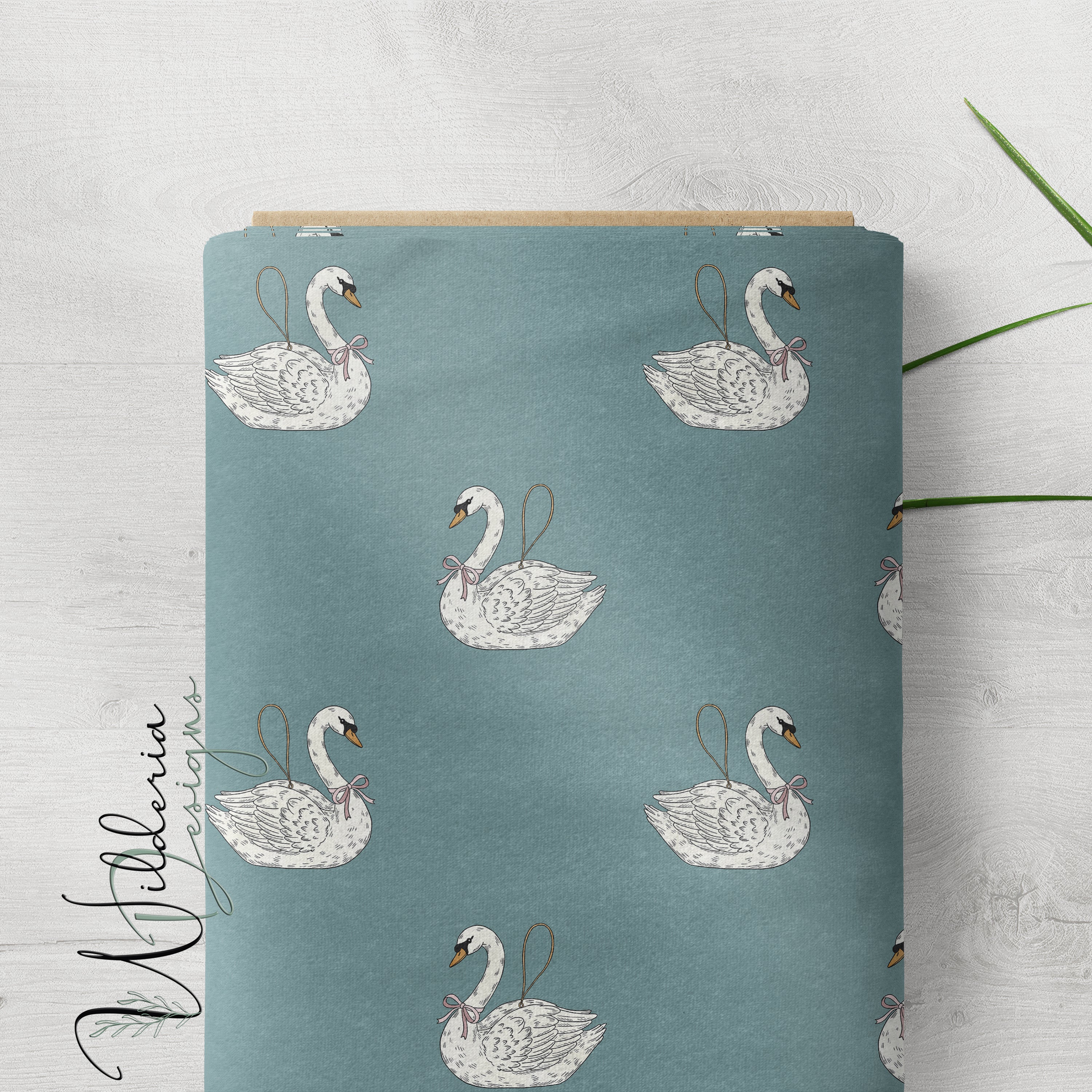 “Vintage Christmas" Swan Ornaments | Steel Blue – Wilderia Designs