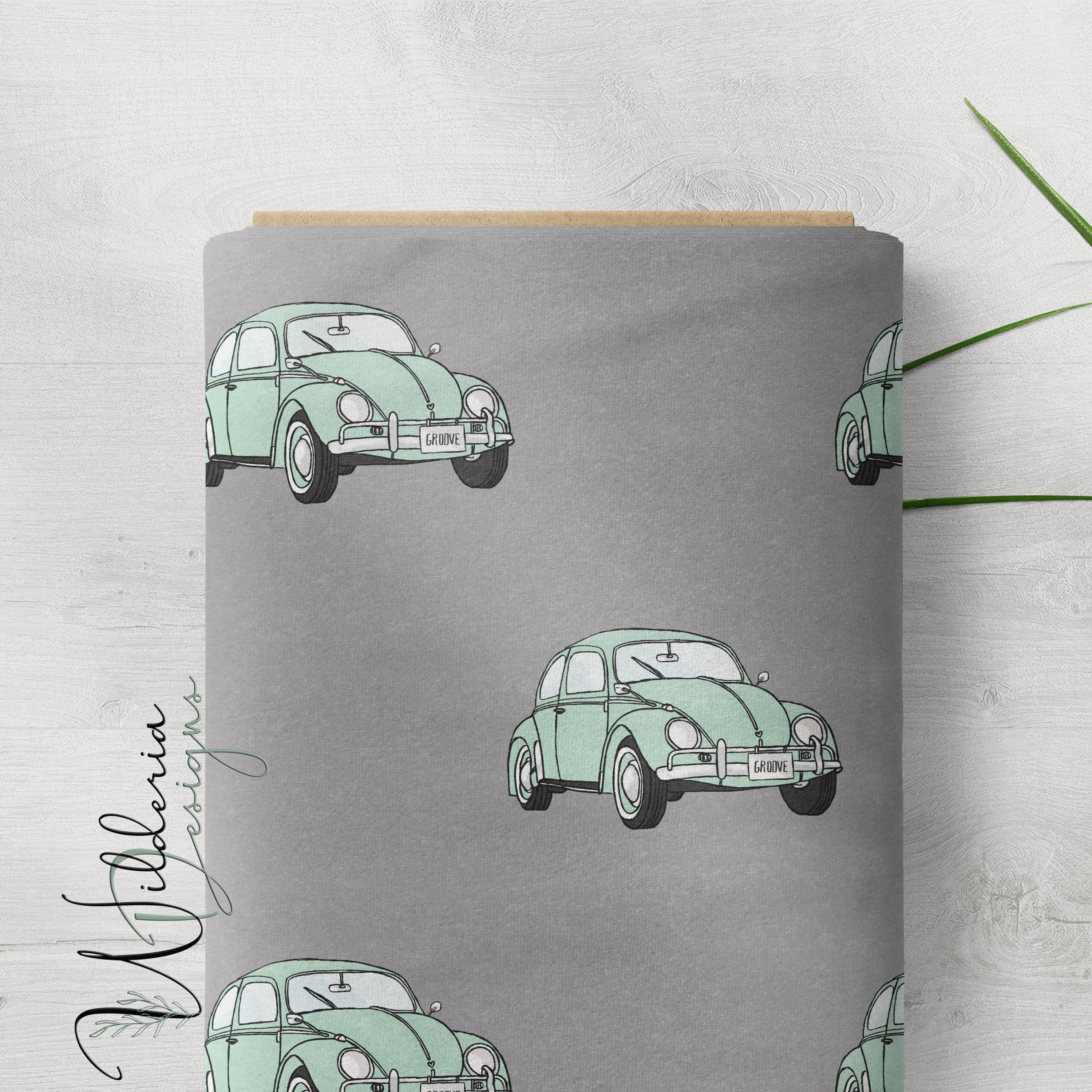 "Vintage Spring" Cars - Pistachio on Smoke Grey – Wilderia Designs