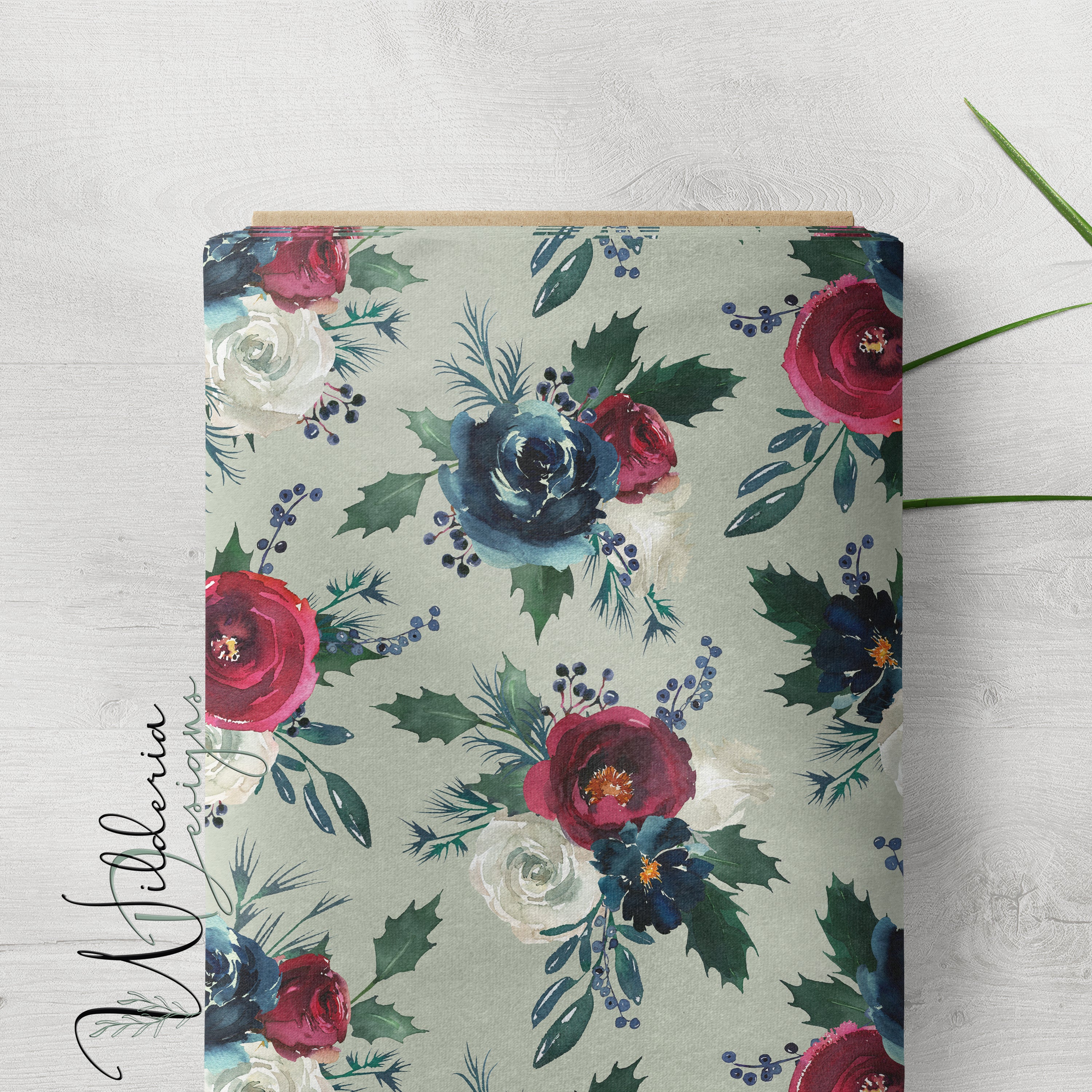 Christmas Florals - Sage **Limited Design** – Wilderia Designs